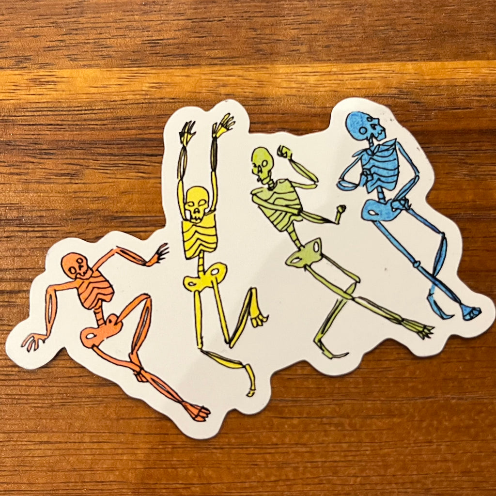 Skelly Rainbow Dance Waterproof Magnet | ArtRat Gallery